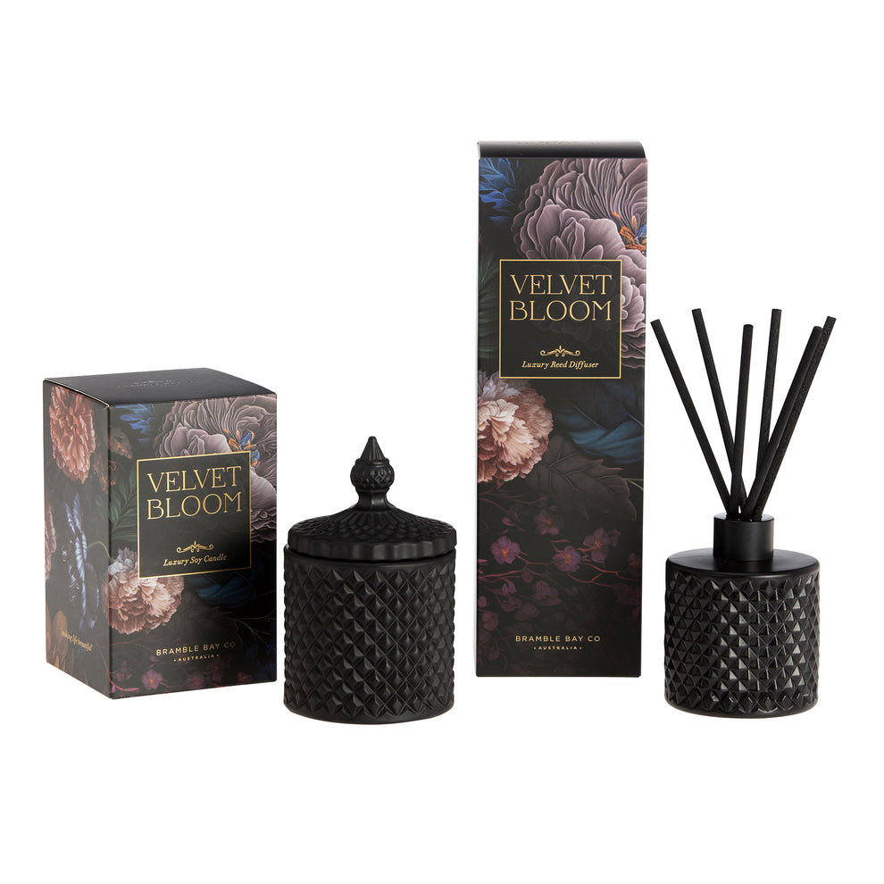Bramble Bay Co Velvet Bloom Candle & Diffuser Gift Set – Perfect Petals